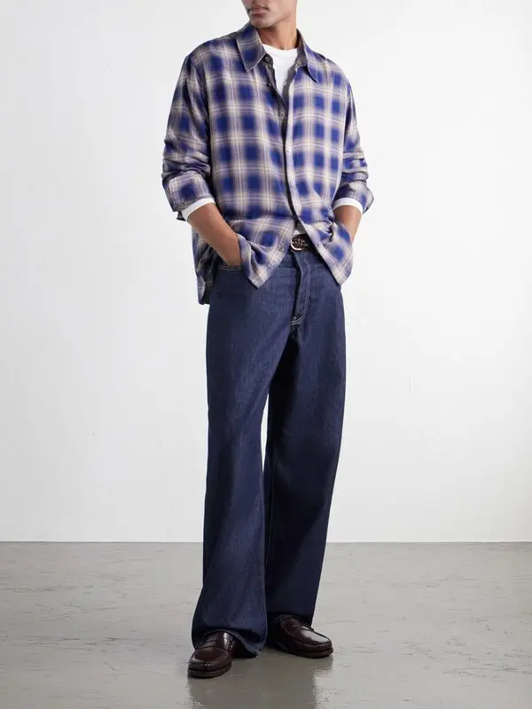 CORRIDOR Mirabelle Checked Rayon Shirt - Blue