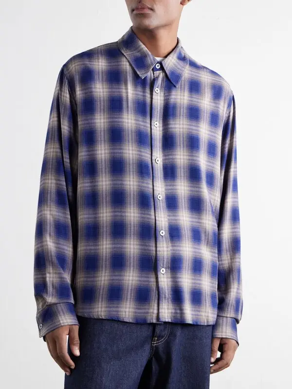 CORRIDOR Mirabelle Checked Rayon Shirt - Blue
