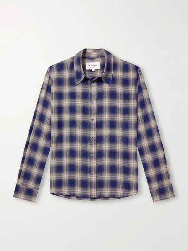 CORRIDOR Mirabelle Checked Rayon Shirt - Navy