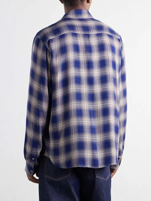 CORRIDOR Mirabelle Checked Rayon Shirt - Navy