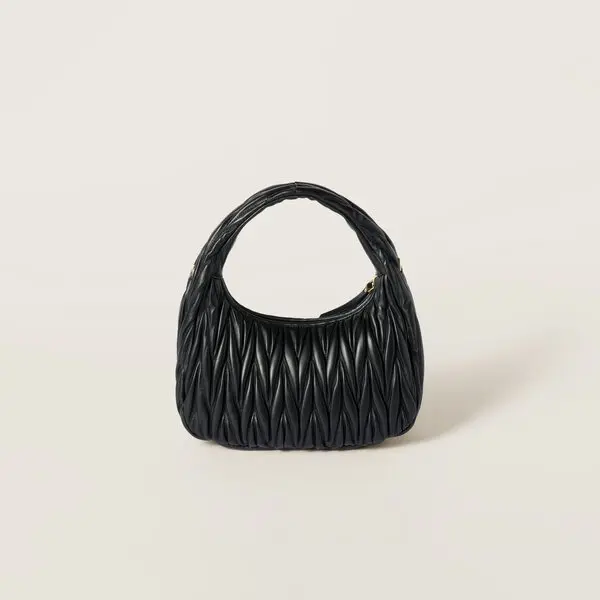 Miu Miu Wander Matelassé Nappa Leather Hobo Bag - Black