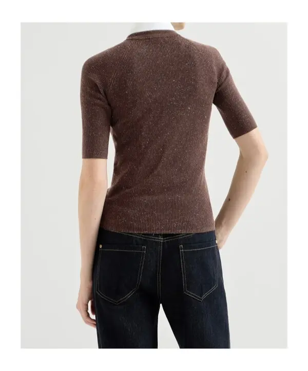 Brunello Cucinelli Sparkling Cashmere Lightweight Rib Knit Sweater