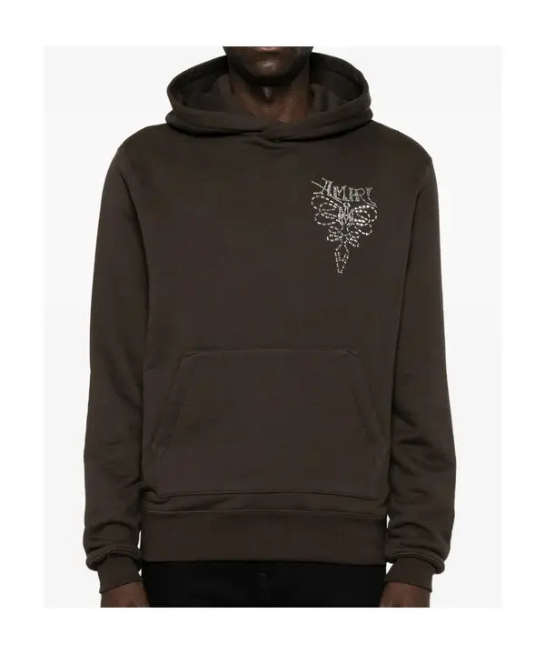 Amiri Lasso Crystal-embellished Hoodie - Dark Brown