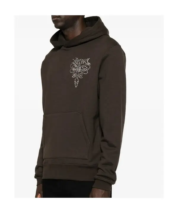 Amiri Lasso Crystal-embellished Hoodie - Dark Brown