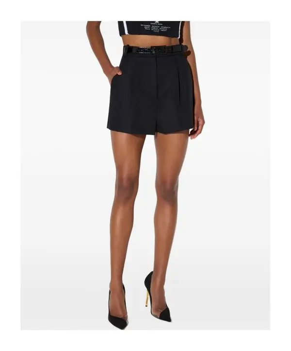 Elisabetta Franchi Shorts In Wool Fabric With Belt