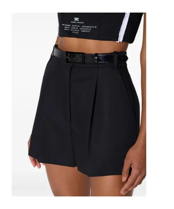 Elisabetta Franchi Shorts In Wool Fabric With Belt