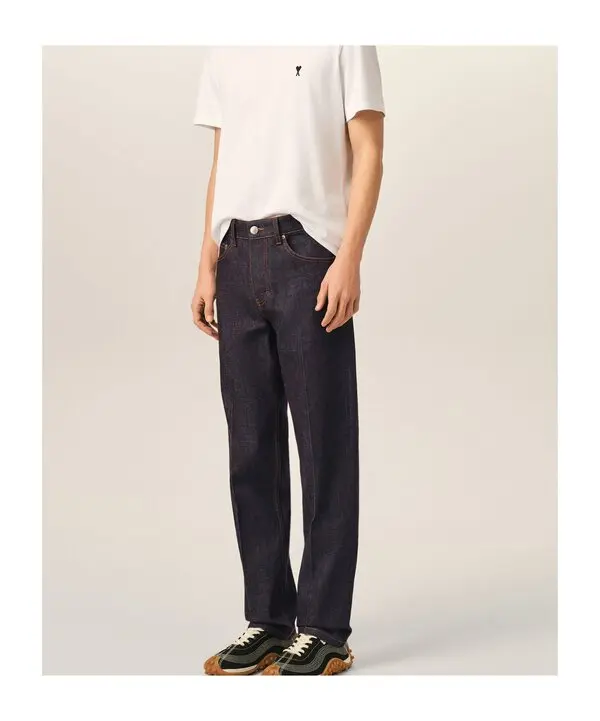 AMI Paris Blue Parisian-fit Cotton Jeans