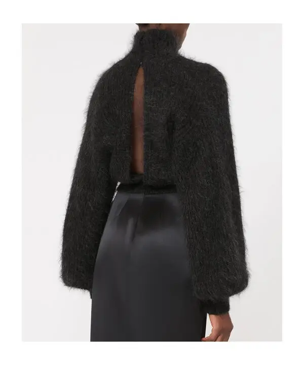 Max Mara Mélange Mohair Yarn Jumper Dark Grey