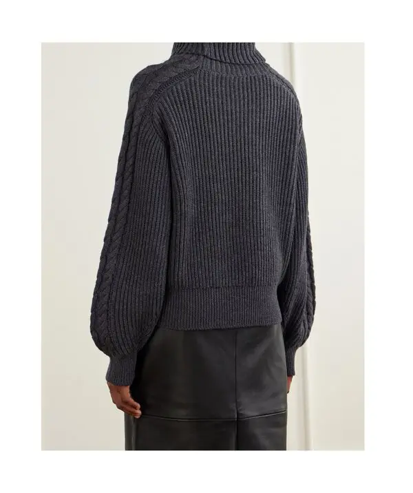 JOSEPH Alodina Ribbed Wool Turtleneck Sweater - Charcoal-grey