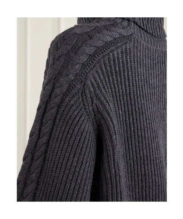JOSEPH Alodina Ribbed Wool Turtleneck Sweater - Charcoal-grey