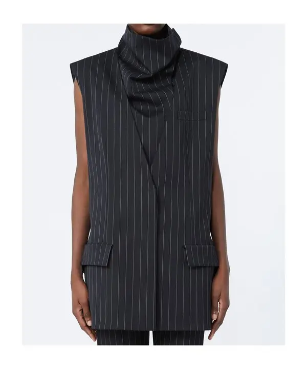 Sportmax Sleeveless Pinstripe Wool Jacket