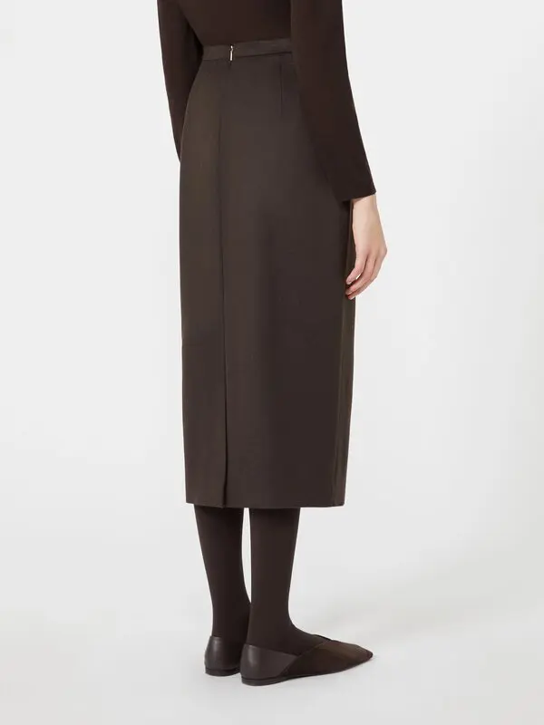 Max Mara Sable-look Camel Pencil Skirt - Dark Brown
