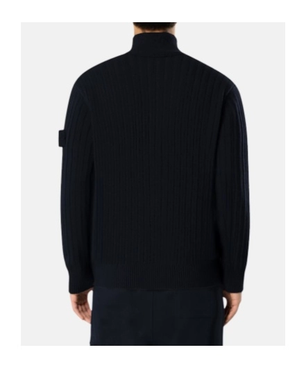 Stone Island Loose-fit Zip-up Stand Collar Jumper - Navy Blue