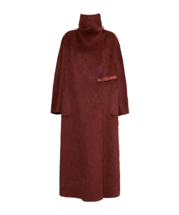 Max Mara Mxstempo Funnel-neck Long Coat - Rust
