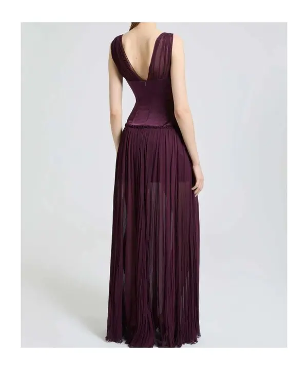 Ermanno Scervino Pleated Silk Crepe Gown