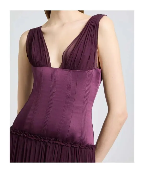 Ermanno Scervino Pleated Silk Crepe Gown