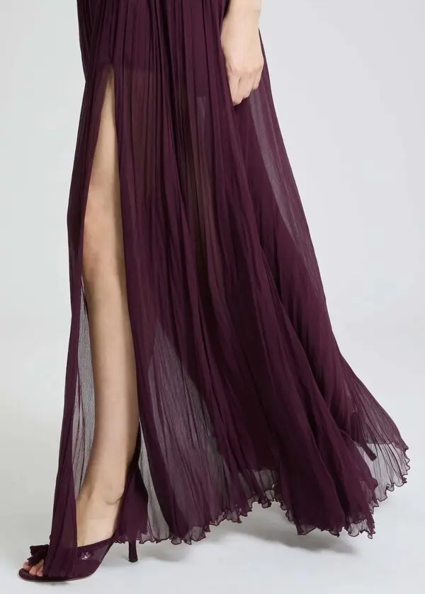 Ermanno Scervino Pleated Silk Crepe Gown