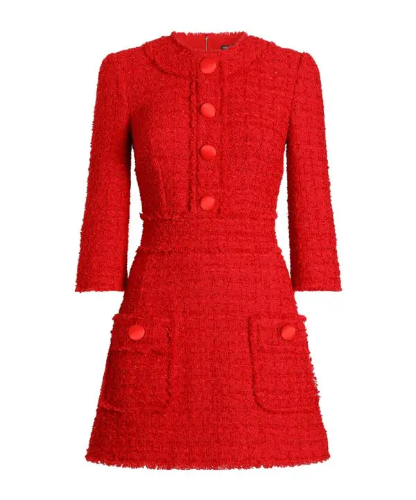 Dolce & Gabbana Short Dress In Rachel Tweed - Red