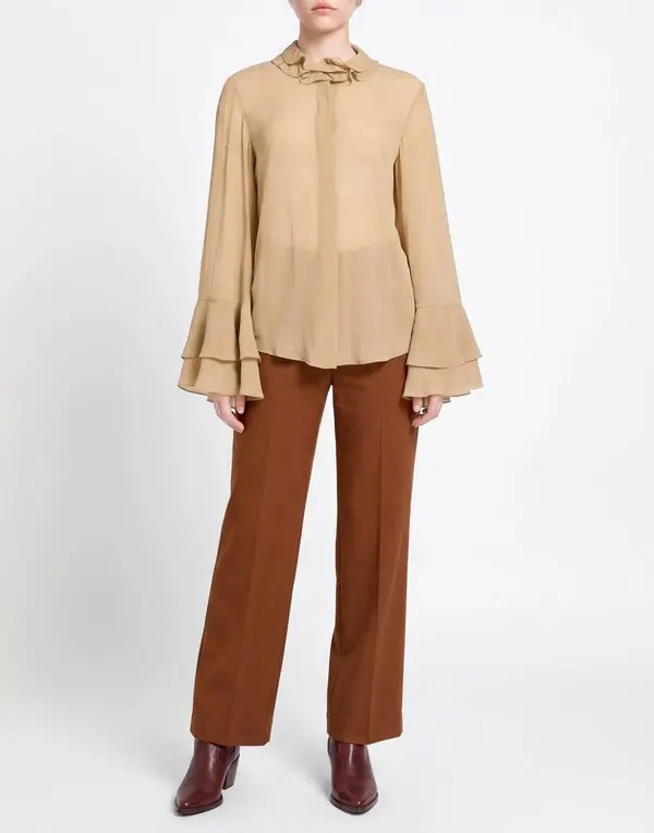 Chloé Crinkled Chiffon Long-sleeve Shirt