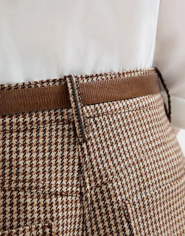 Brunello Cucinelli Monili Houndstooth Wool Shorts - Brown