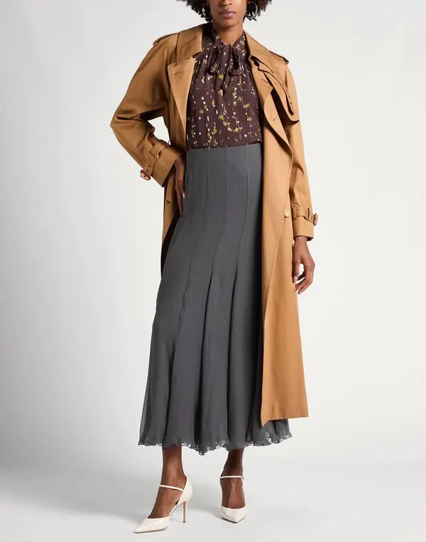 Chloé Solid-color Chiffon Midi Skirt - Gray