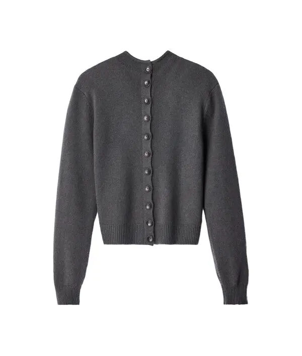LEMAIRE Reversible Buttoned Sweater In Cashmere - Stone