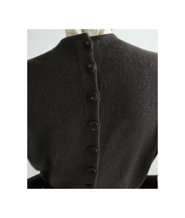 LEMAIRE Reversible Buttoned Sweater In Cashmere - Stone