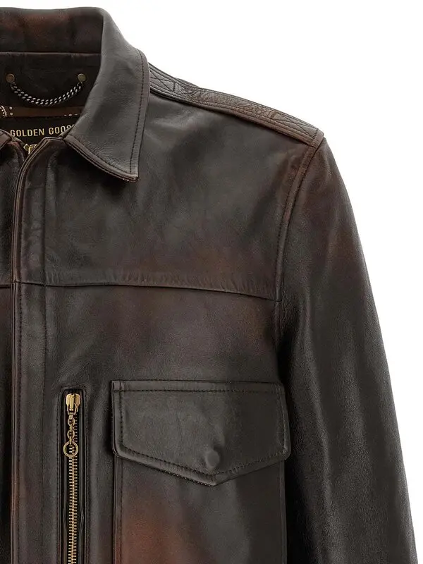 GOLDEN GOOSE Leather Bomber Jacket