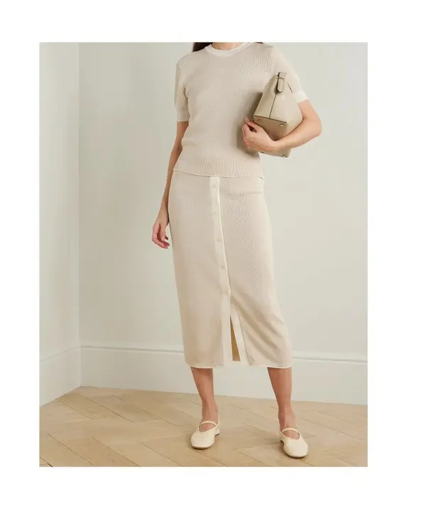 JOSEPH Fine Knit Midi Skirt - Beige