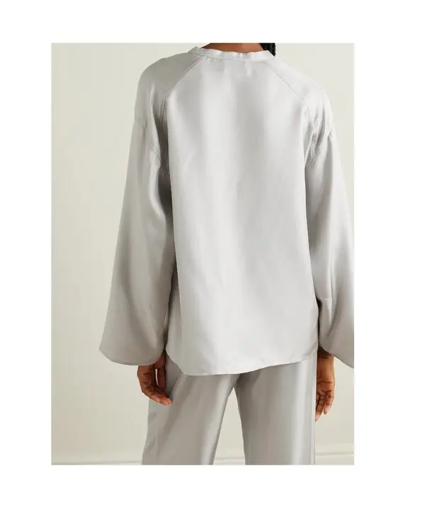 Loulou De Saison Lace-up Silk-twill Blouse