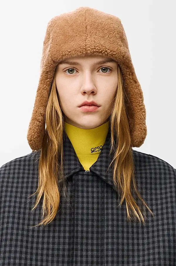 Loewe Aviator Hat In Shearling