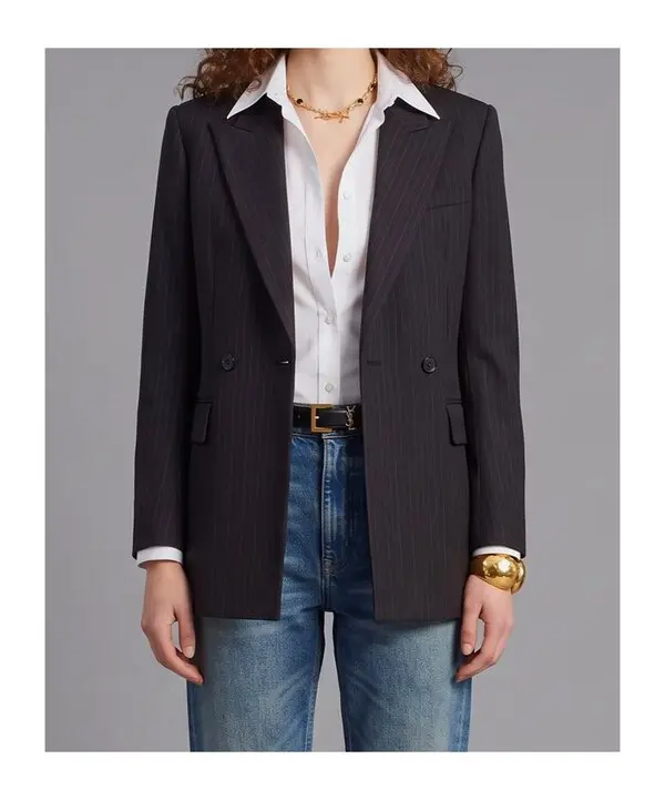 Saint Laurent Double-breasted Striped Jacket