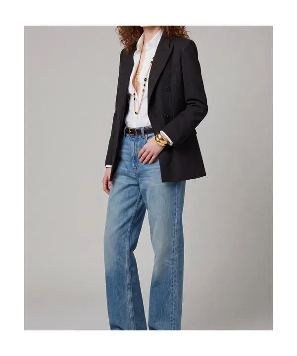 Saint Laurent Double-breasted Striped Jacket