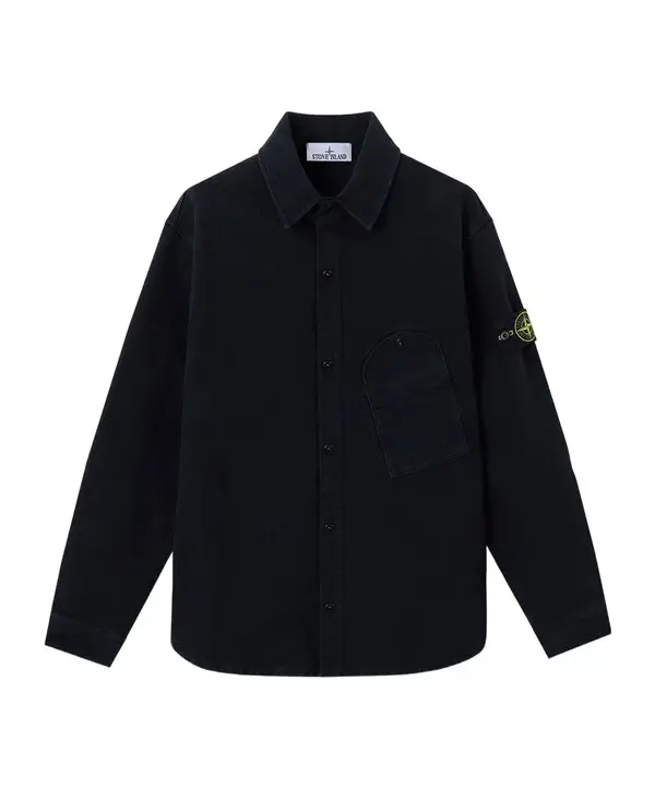 Stone Island Logo-patch Button-up Shirt - Navy Blue