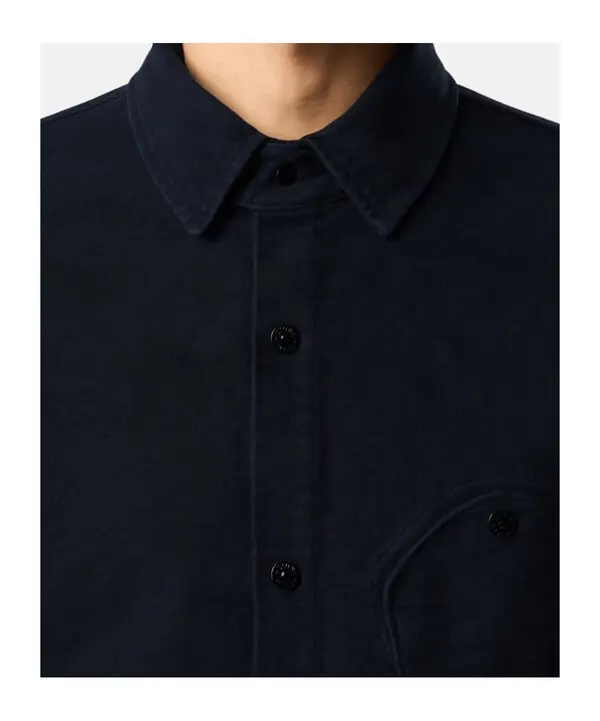 Stone Island Logo-patch Button-up Shirt - Navy Blue