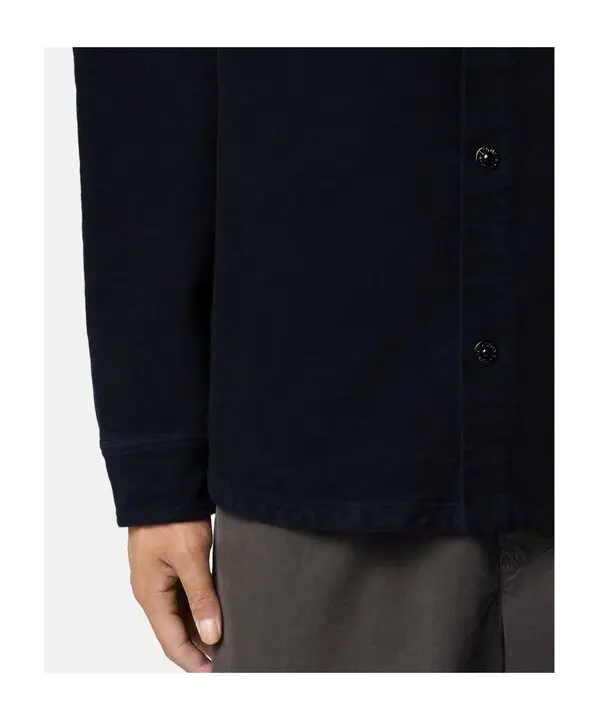 Stone Island Logo-patch Button-up Shirt - Navy Blue