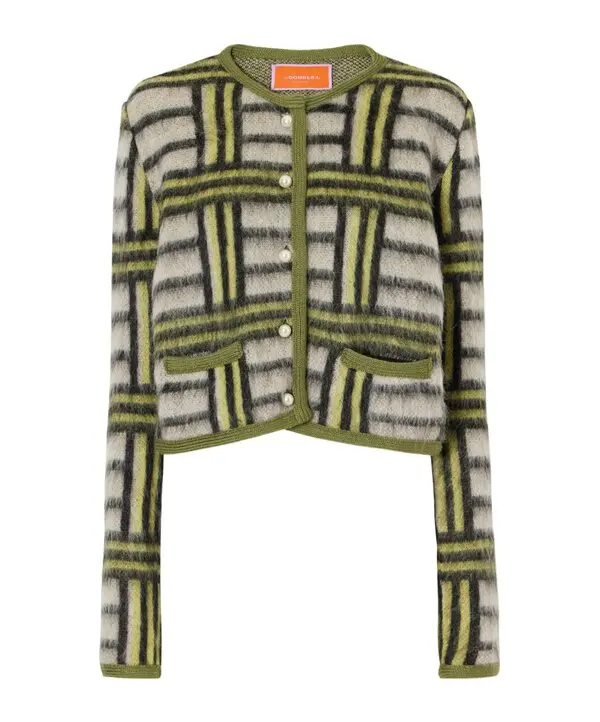 La DoubleJ Check-pattern Button-up Cardigan