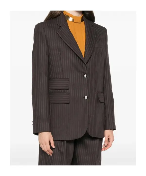 Elisabetta Franchi Striped Single-breasted Jacket