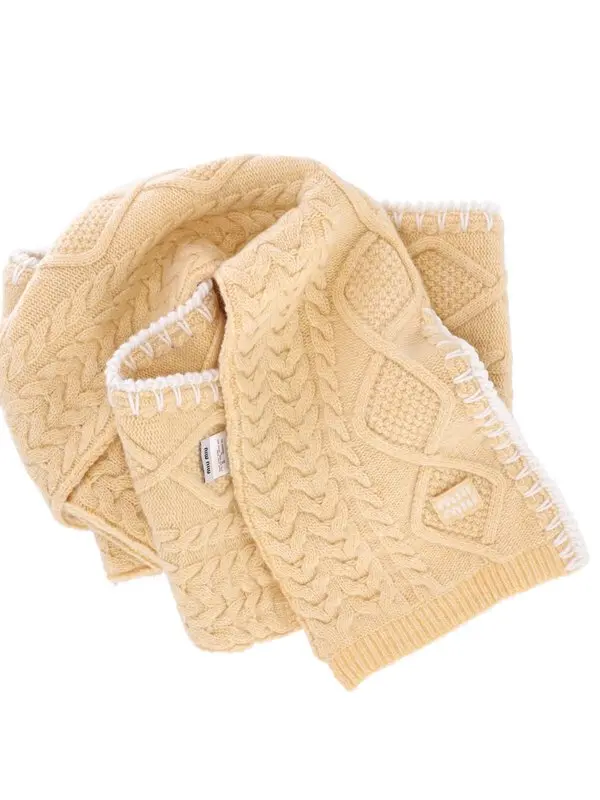 Miu Miu Cable-knit Embroidered Scarf