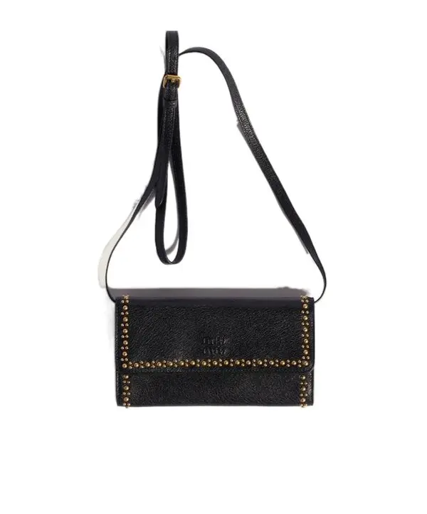 Miu Miu Leather Wallet With Shoulder Strap