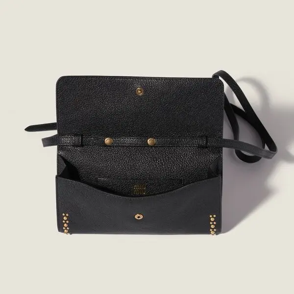 Miu Miu Leather Wallet With Shoulder Strap