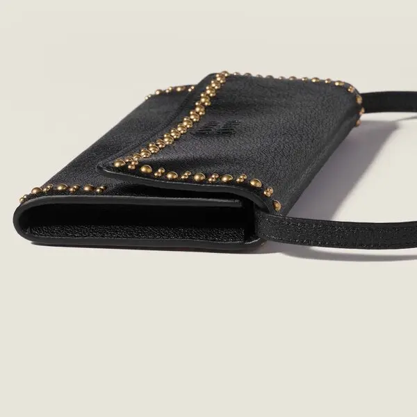 Miu Miu Leather Wallet With Shoulder Strap