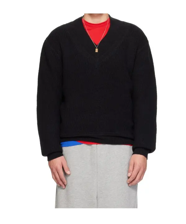 ENTIRE STUDIOS Knitted V-neck Sweater - Black