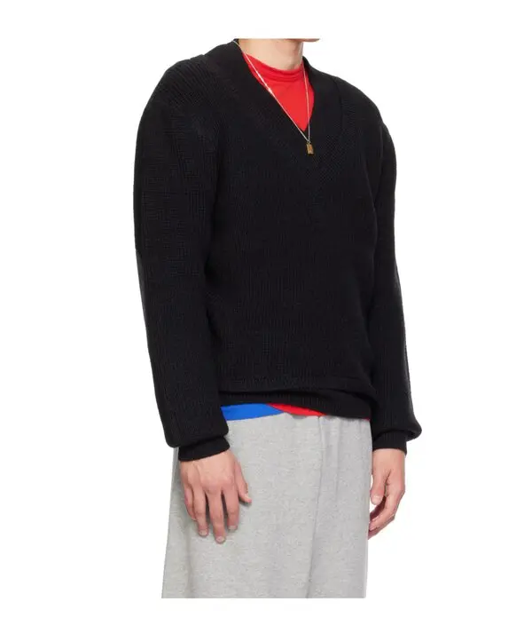 ENTIRE STUDIOS Knitted V-neck Sweater - Black