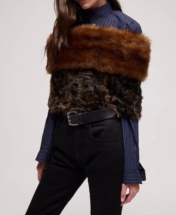 Gucci Shearling Cape - Dark Brown