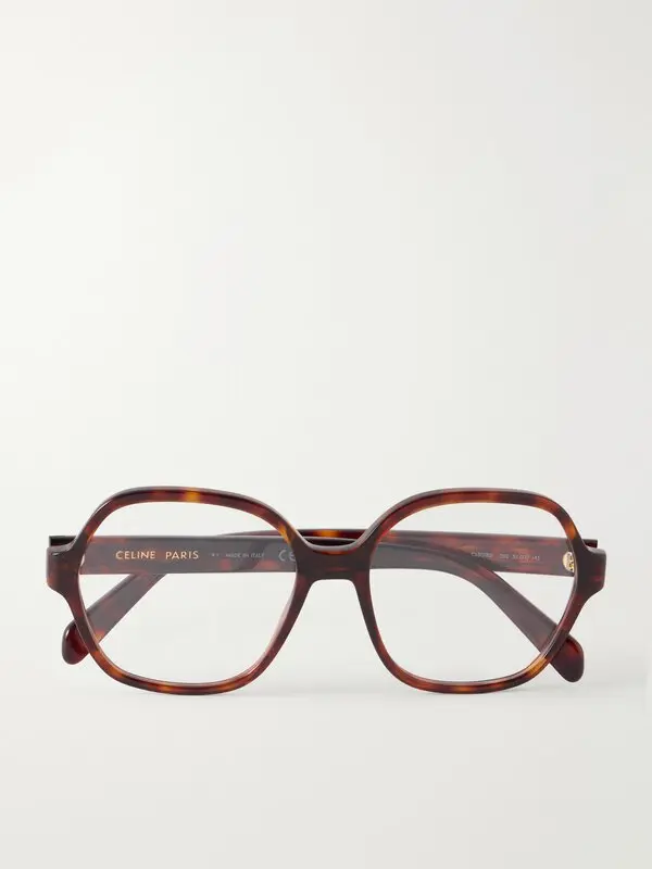 Celine Triomphe Mini Round-frame Acetate Glasses - Tortoiseshell