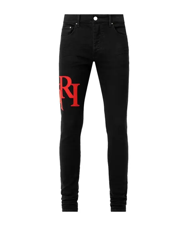 Amiri Monogram Print Skinny Jeans