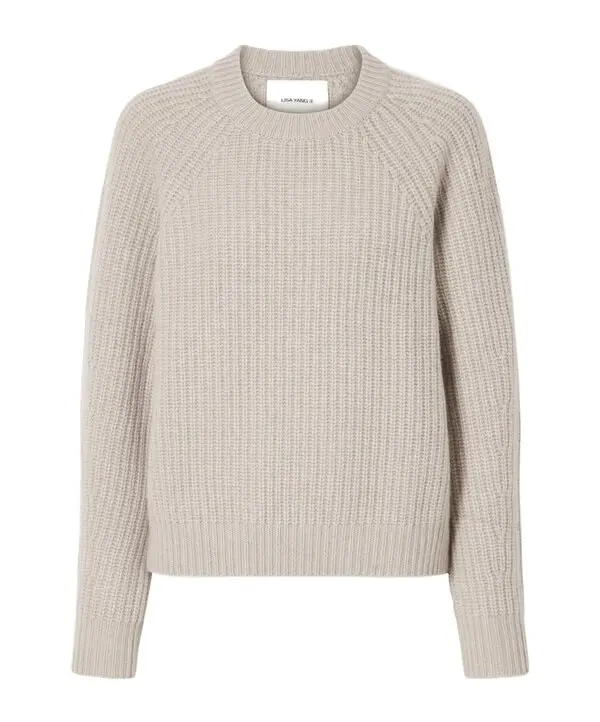 LISA YANG Ribbed Crew Neck Sweater - Beige