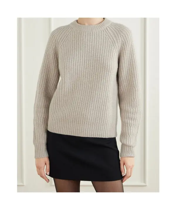 LISA YANG Ribbed Crew Neck Sweater - Beige