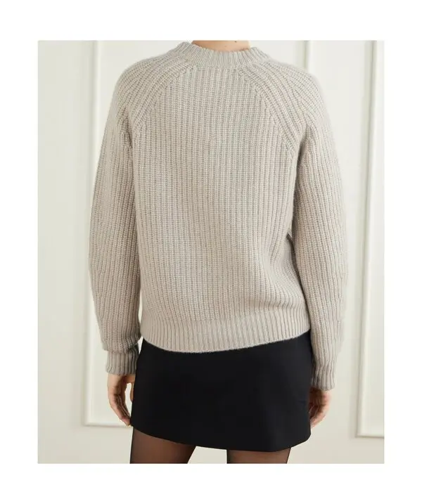 LISA YANG Ribbed Crew Neck Sweater - Beige